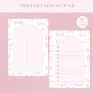 Pink Bow Digital to Do List Canva Template, Coquette Notes Notepad ...