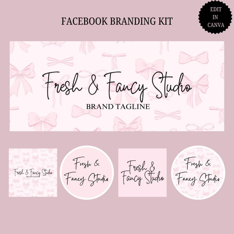 Pink Coquette Facebook Cover Template, Pastel Facebook Banner,girly Bow ...