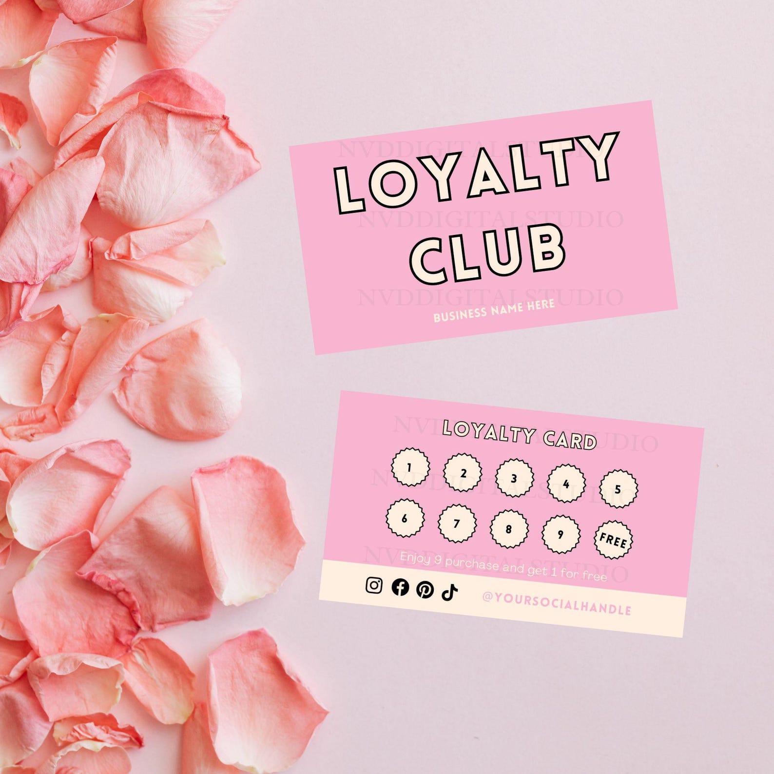 Beauty Loyalty Club Card,diy Canva Template,nail Business Rewards Card ...