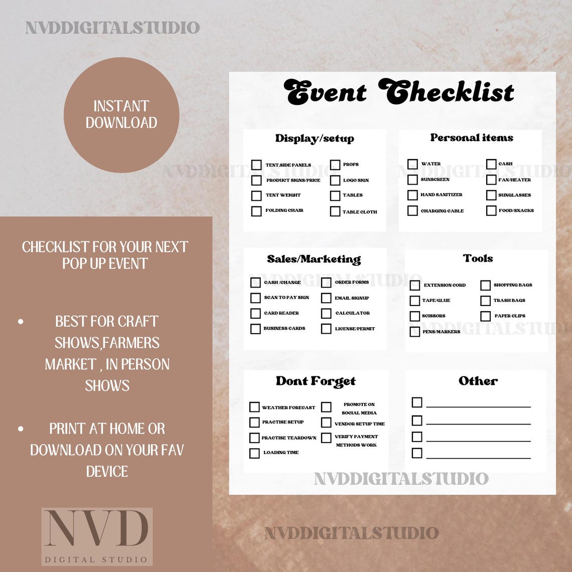 Pop up Shop Checkist,canva Template for Vendor Booth,craft Show Vendor Event Planner Printable ...