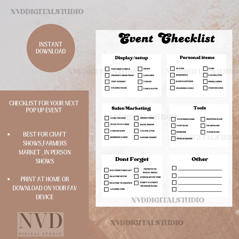 Pop up Shop Checkist,canva Template for Vendor Booth,craft Show Vendor ...