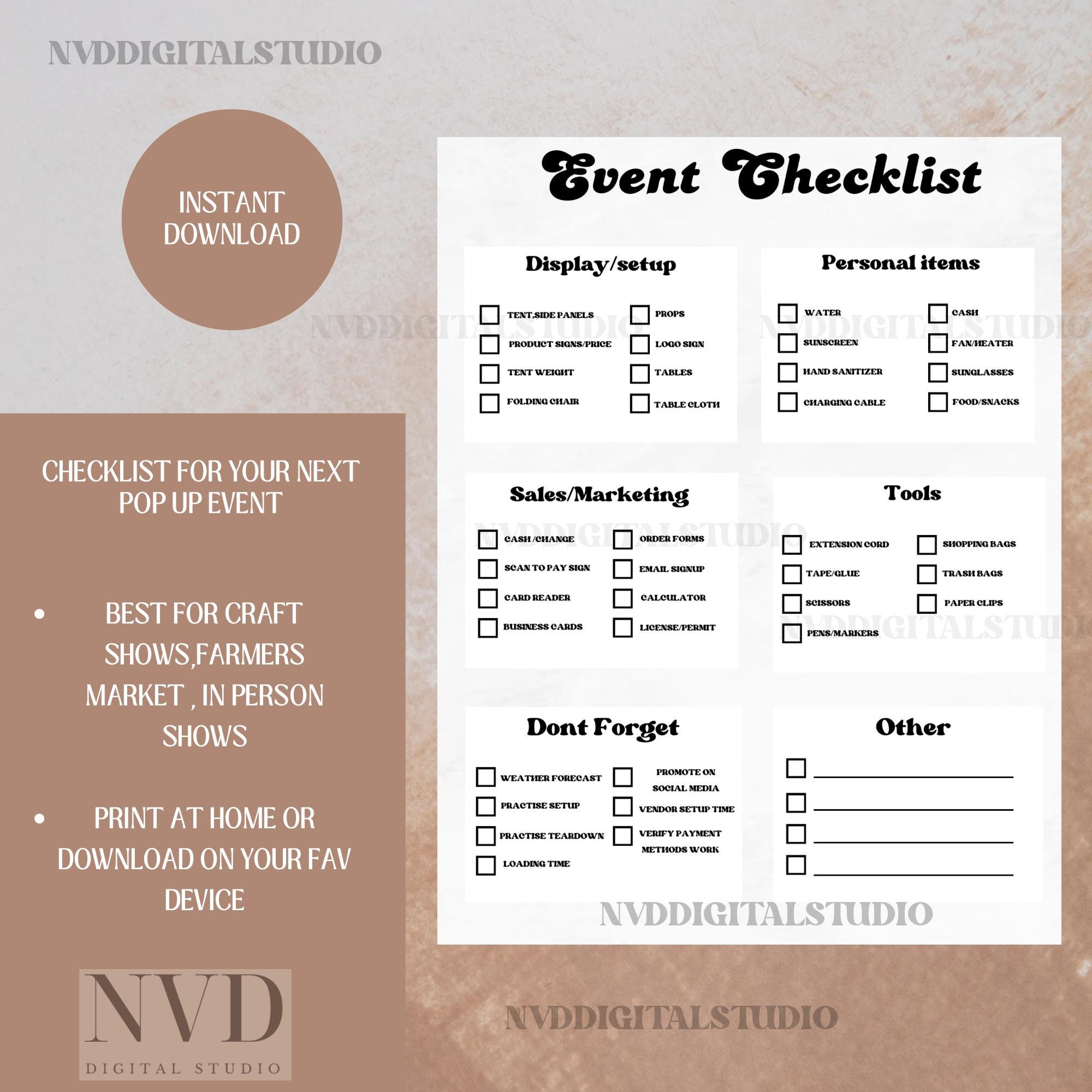 Pop up Shop Checkist,canva Template for Vendor Booth,craft Show Vendor ...