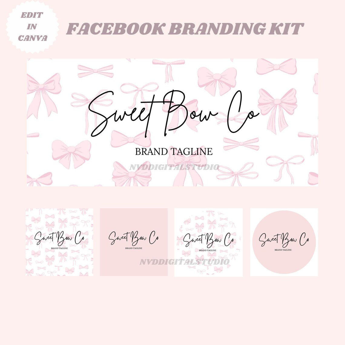 Coquette Facebook Cover Template, Facebook Banner,girly Bow Facebook ...