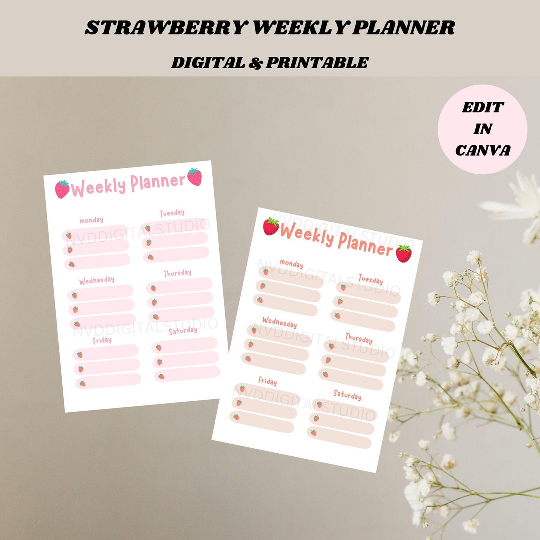 Editable Weekly Planner,printable Digital Weekly Planner Canva Template ...