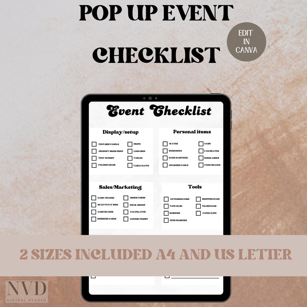 Pop up Shop Checkist,canva Template for Vendor Booth,craft Show Vendor ...