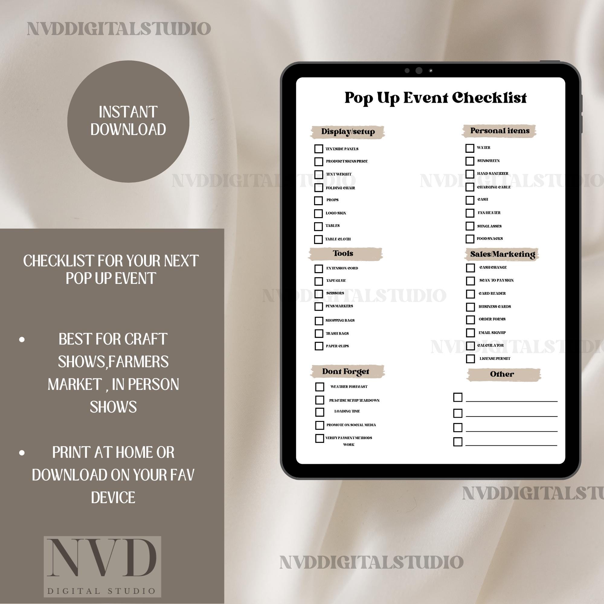 Pop up Shop Checkist,canva Template for Vendor Booth,craft Show Vendor ...