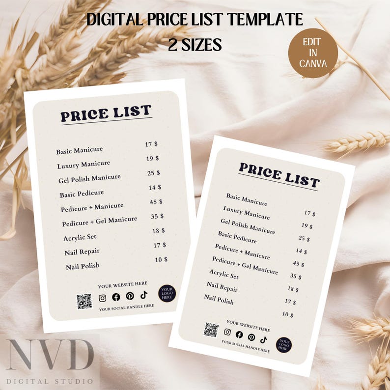 Simple Editable Price List Canva Template,printable Payment Sign ...