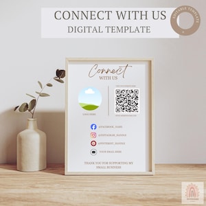 Connect With Us Social Media Sign Template, DIY Follow Us on Social ...