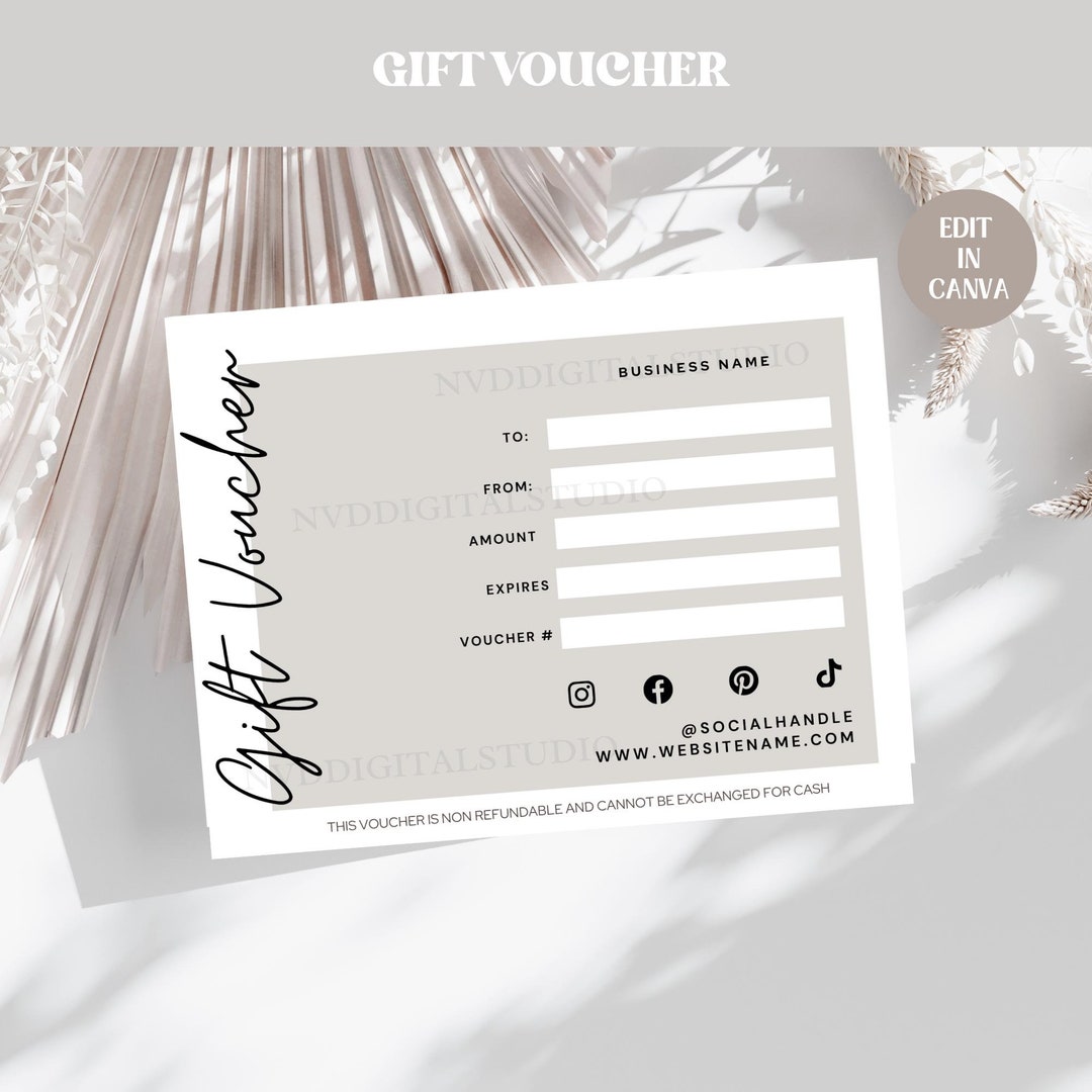 Boho Gift Certificate Template,simple DIY Printable Gift Voucher ...