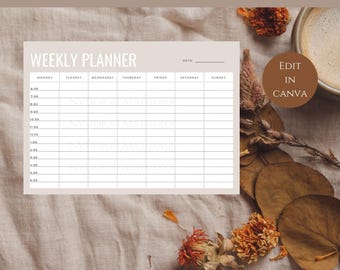 Editable Floral Weekly Planner | Printable, Digital | Weekly Planner ...