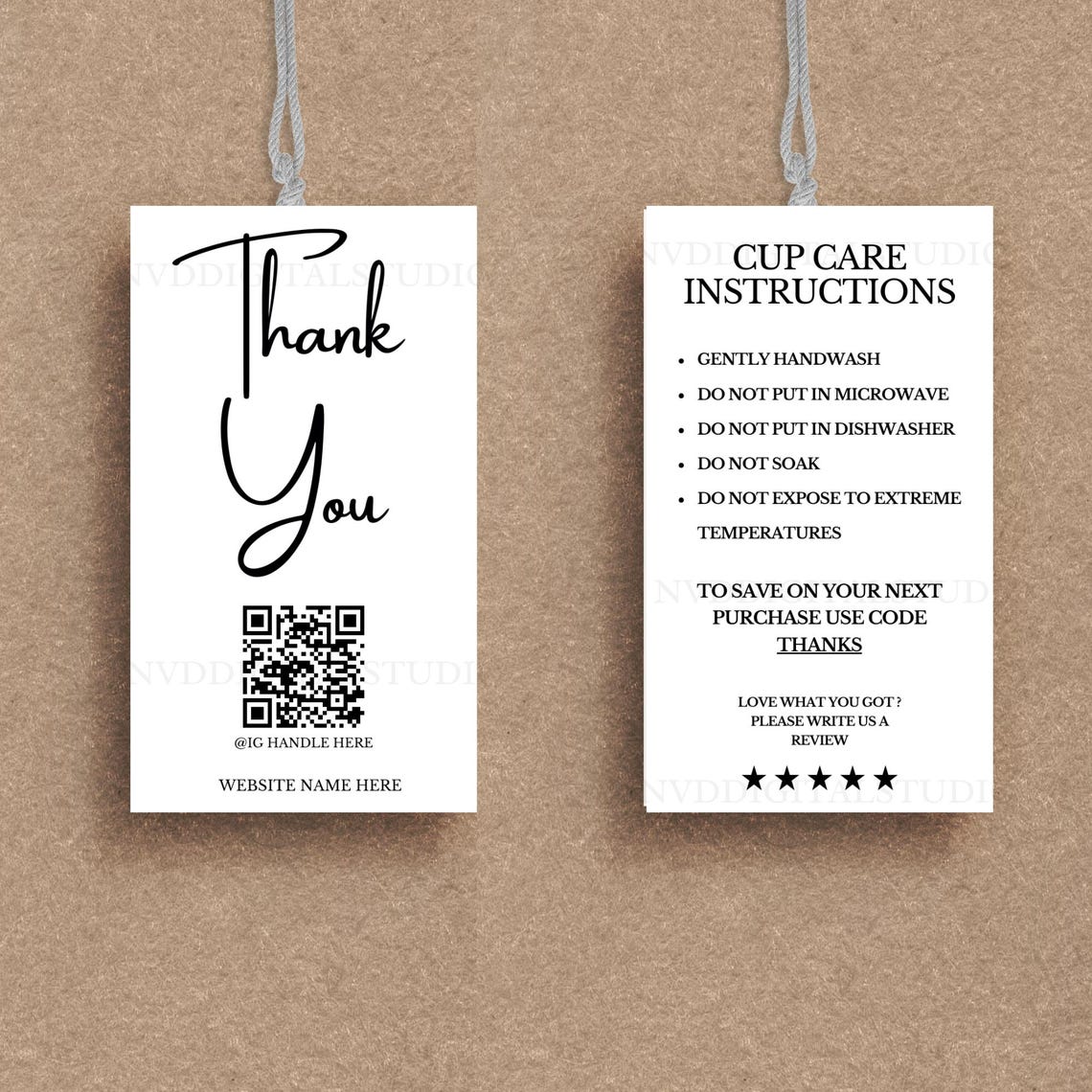 Editable Cup Care Instructions Template,printable Care Label Template ...