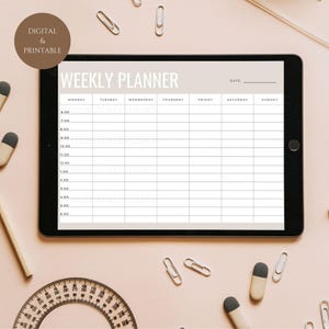 Neutral Editable Weekly Planner,printable Digital Weekly Planner Canva ...