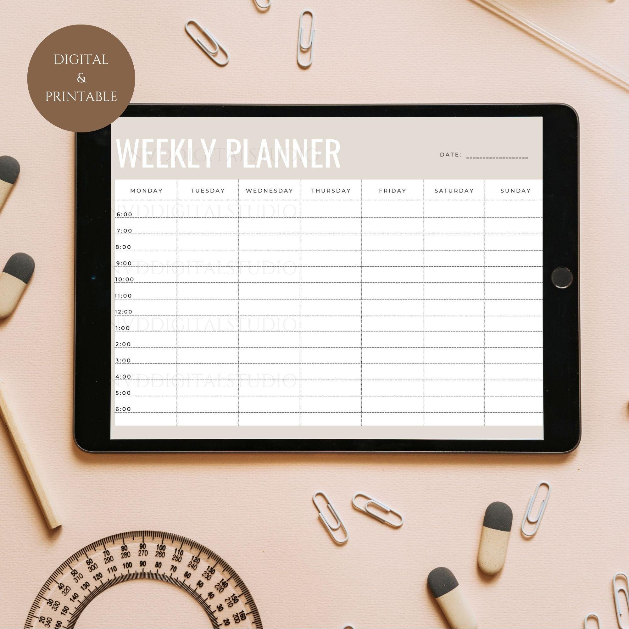 Neutral Editable Weekly Planner,printable Digital Weekly Planner Canva ...
