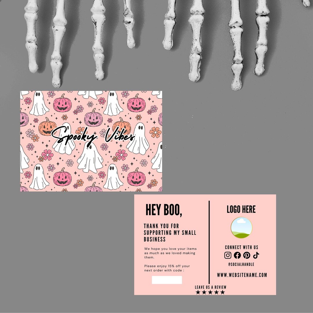 Spooky Vibes Business Thank You Card Template, Editable Business Thank ...