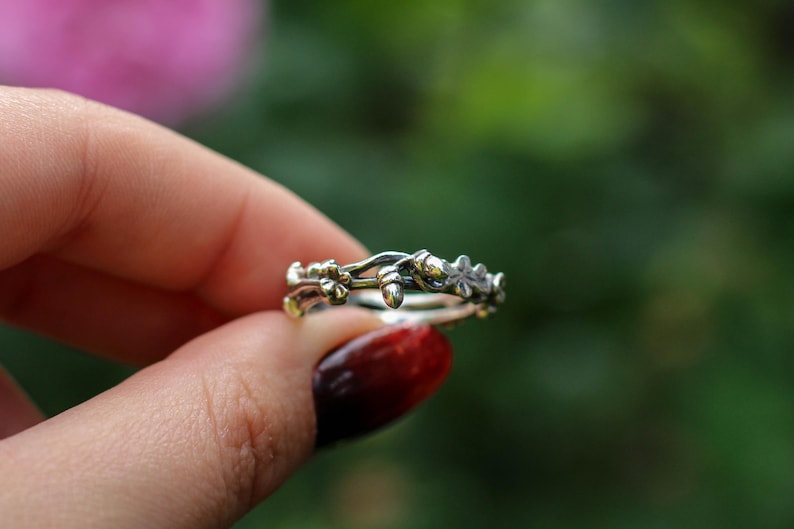Nature Inspired 925 Silver Ring, Leaf and Branch Ring, Unique Boho ...