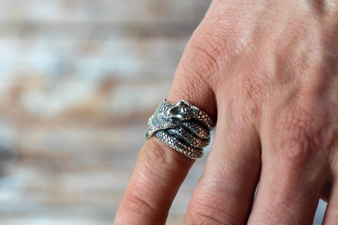 Silver Snake Ring, Mens Ring Snake, Gothic Ring, Boyfriend Gift ...