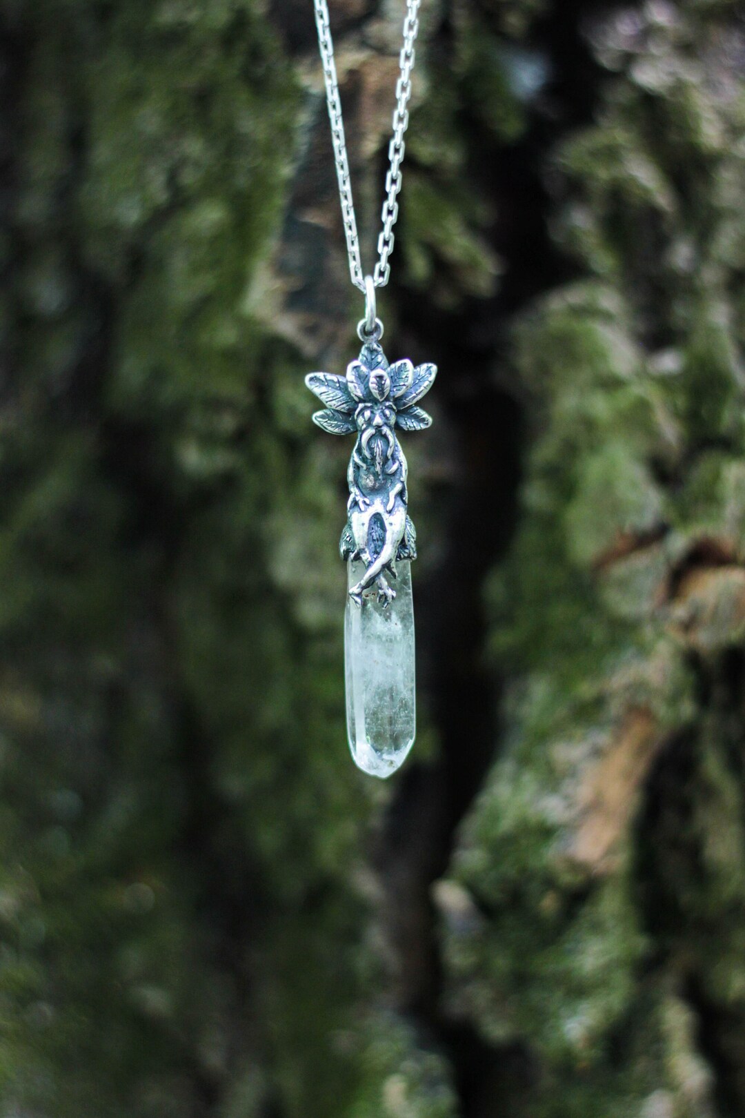 Mandrake Elf Pendant, Silver Pendant With Quartz, Witch Necklace, Pagan ...