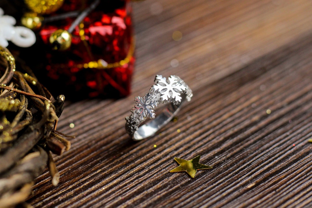 Snowflake Ring, Silver Women's Ring, Christmas Jewelry, Snowflake ...