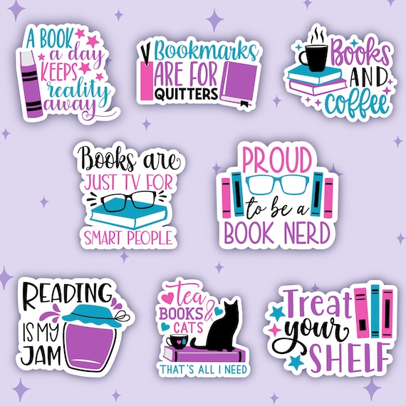 Book Sticker Pack Reading Sticker Pack Book Stickers Book | Etsy