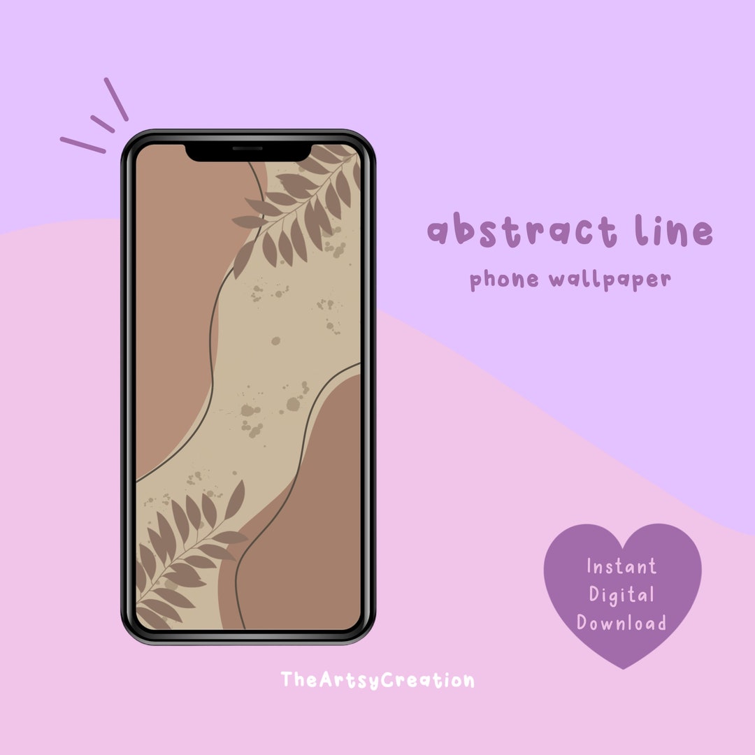 Abstract Line Phone Wallpaper, Aesthetic Boho Wallpaper, Digital ...
