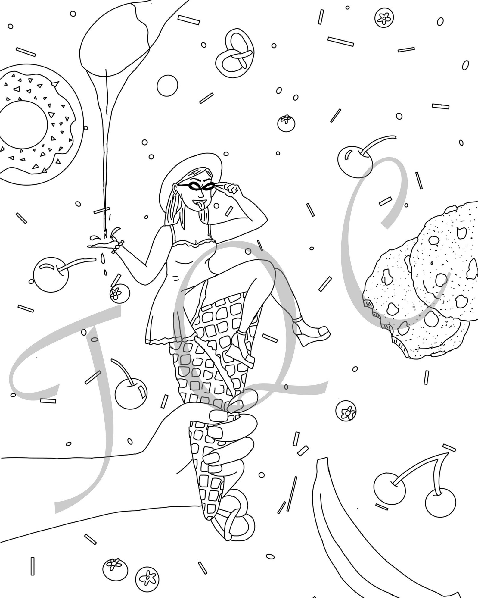 She a Snack Coloring Page printable Adult Coloring Pages | Etsy