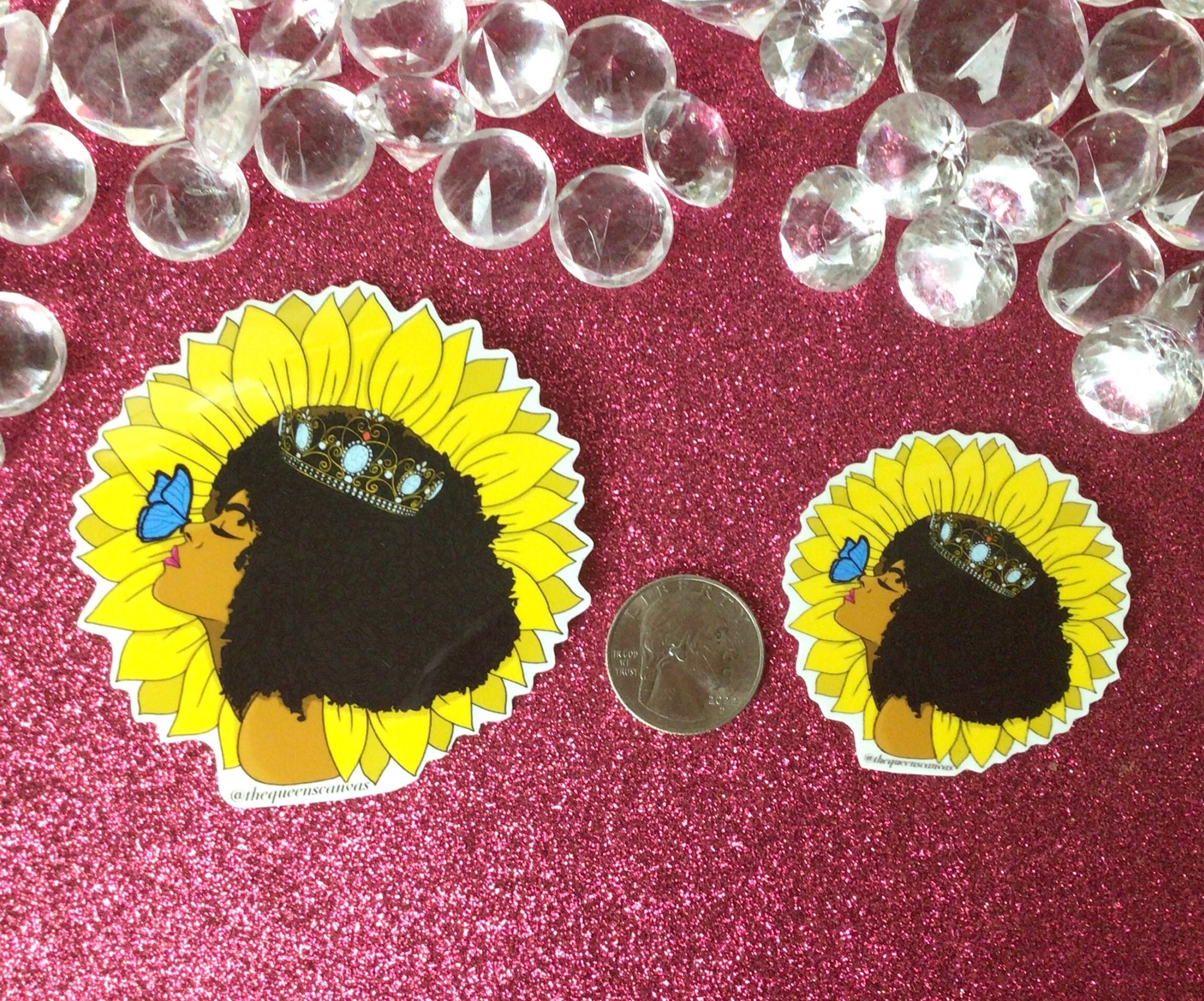 Black Woman Vinyl Sticker Afro Aesthetic Stickers , Sunflower Queen Die ...