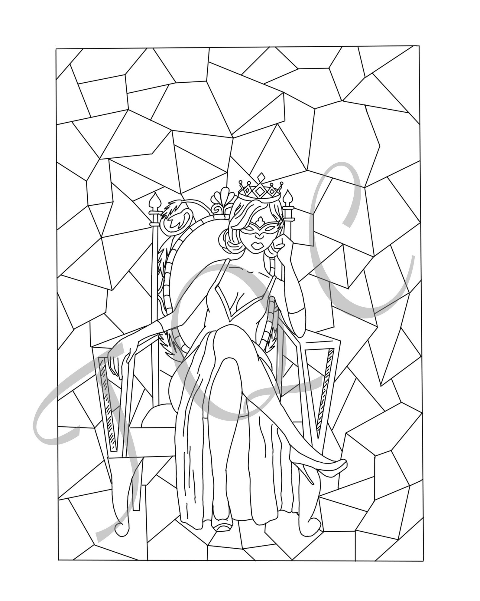 Royalty Coloring Page- Printable Adult Coloring Pages, Treat Yourself ...