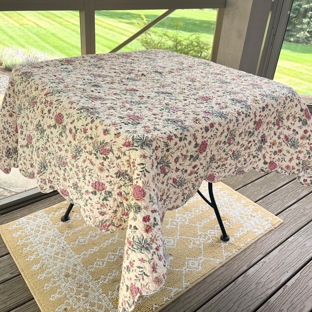 Beautiful Vintage French Elsa C Handstitched Reversible Square Throw ...