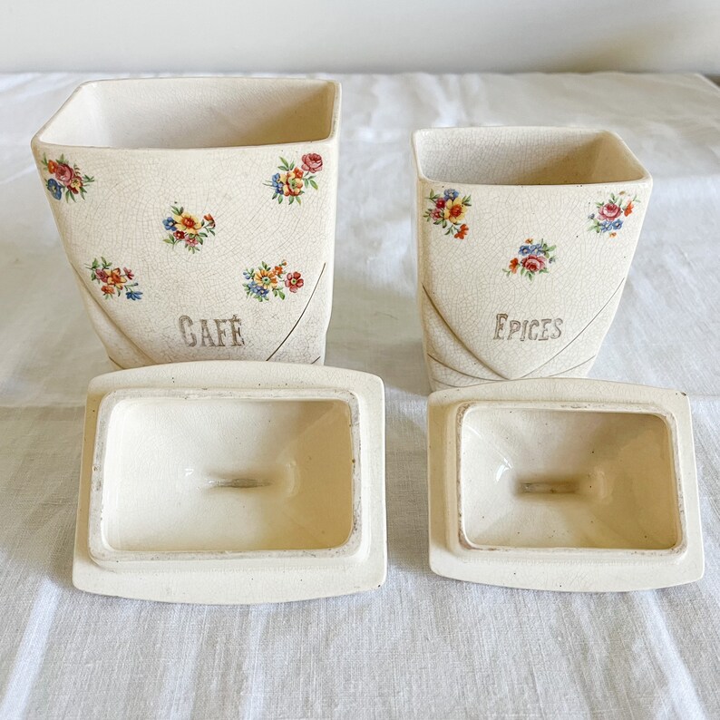 Vintage French Canister Set, 4 Porcelain French Canisters, Sucre ...