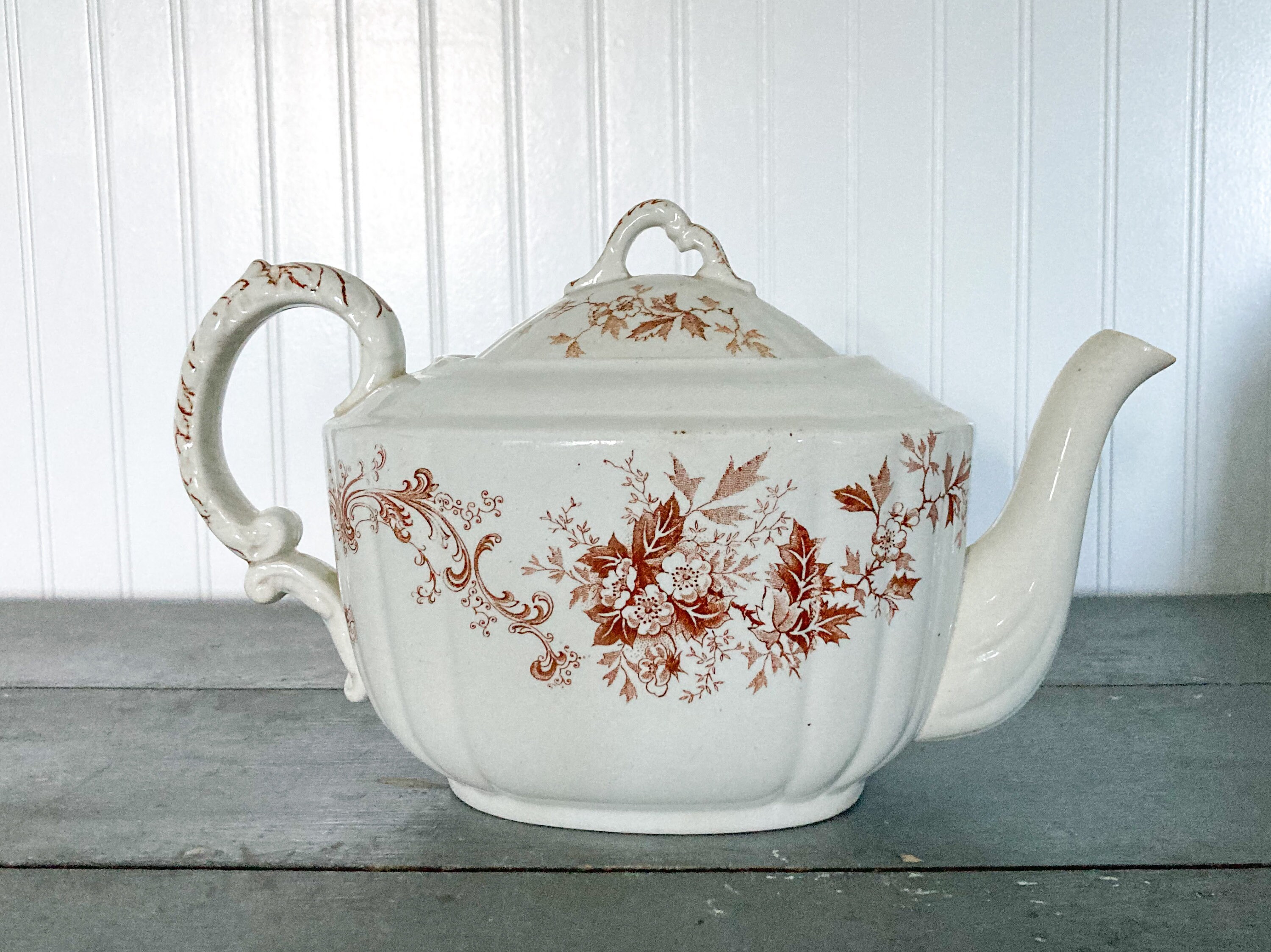 Vintage Brown English Transferware Teapot, Antique Teapot, English ...