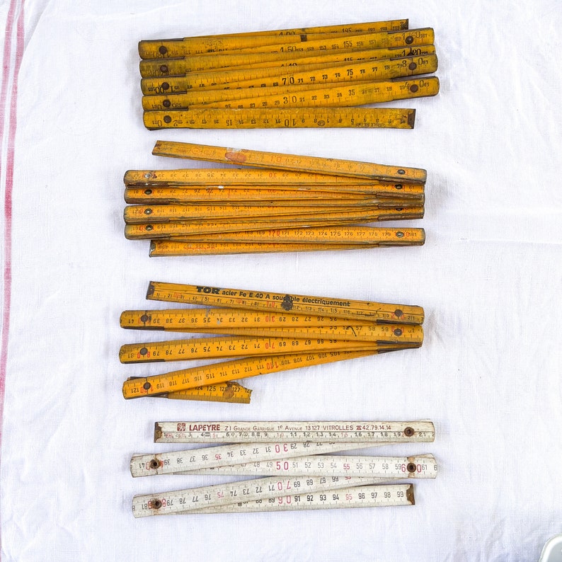 Vintage French Folding Wood Meter and Double Meter Rulers, French Meter ...
