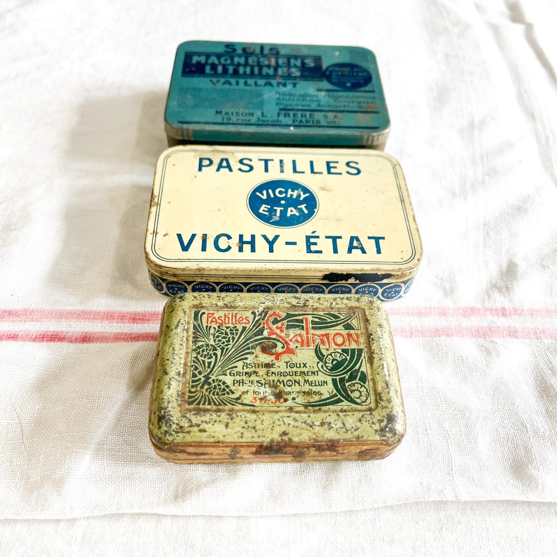 Vintage French Tin Boxes, Small French Pastilles Box, French Market ...