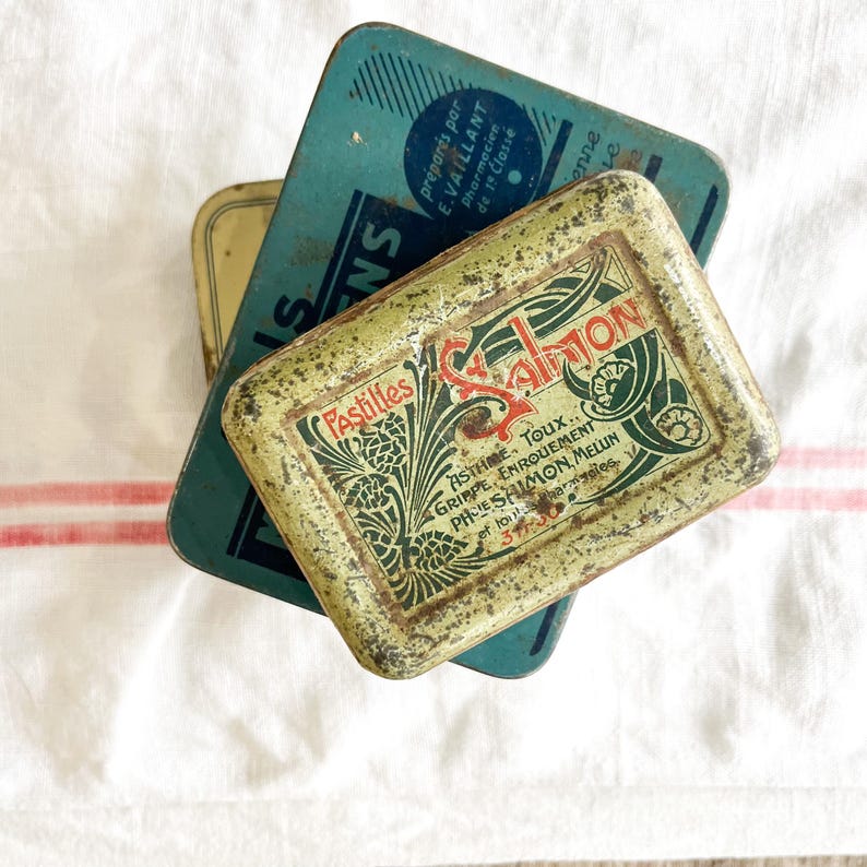 Vintage French Tin Boxes, Small French Pastilles Box, French Market ...