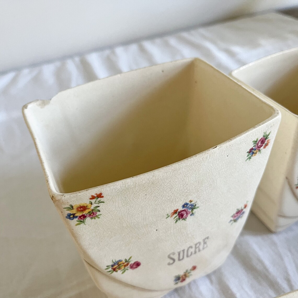 Vintage French Canister Set, 4 Porcelain French Canisters, Sucre ...