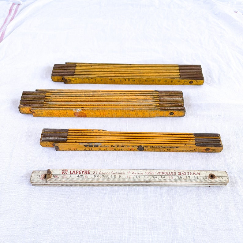 Vintage French Folding Wood Meter and Double Meter Rulers, French Meter ...