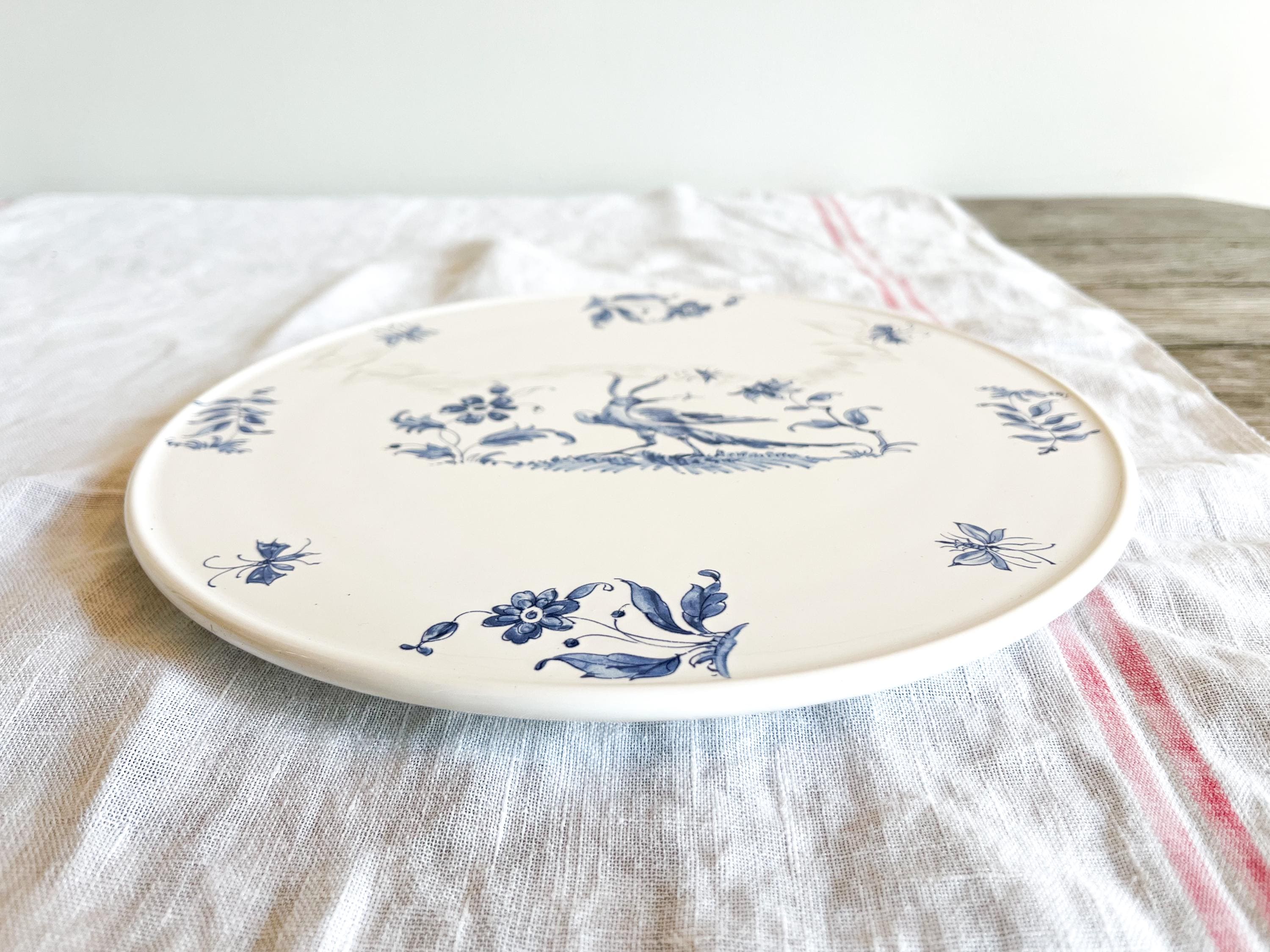 Beautiful French Vintage Blue and White Moustiers Cheese Plate, Varages ...