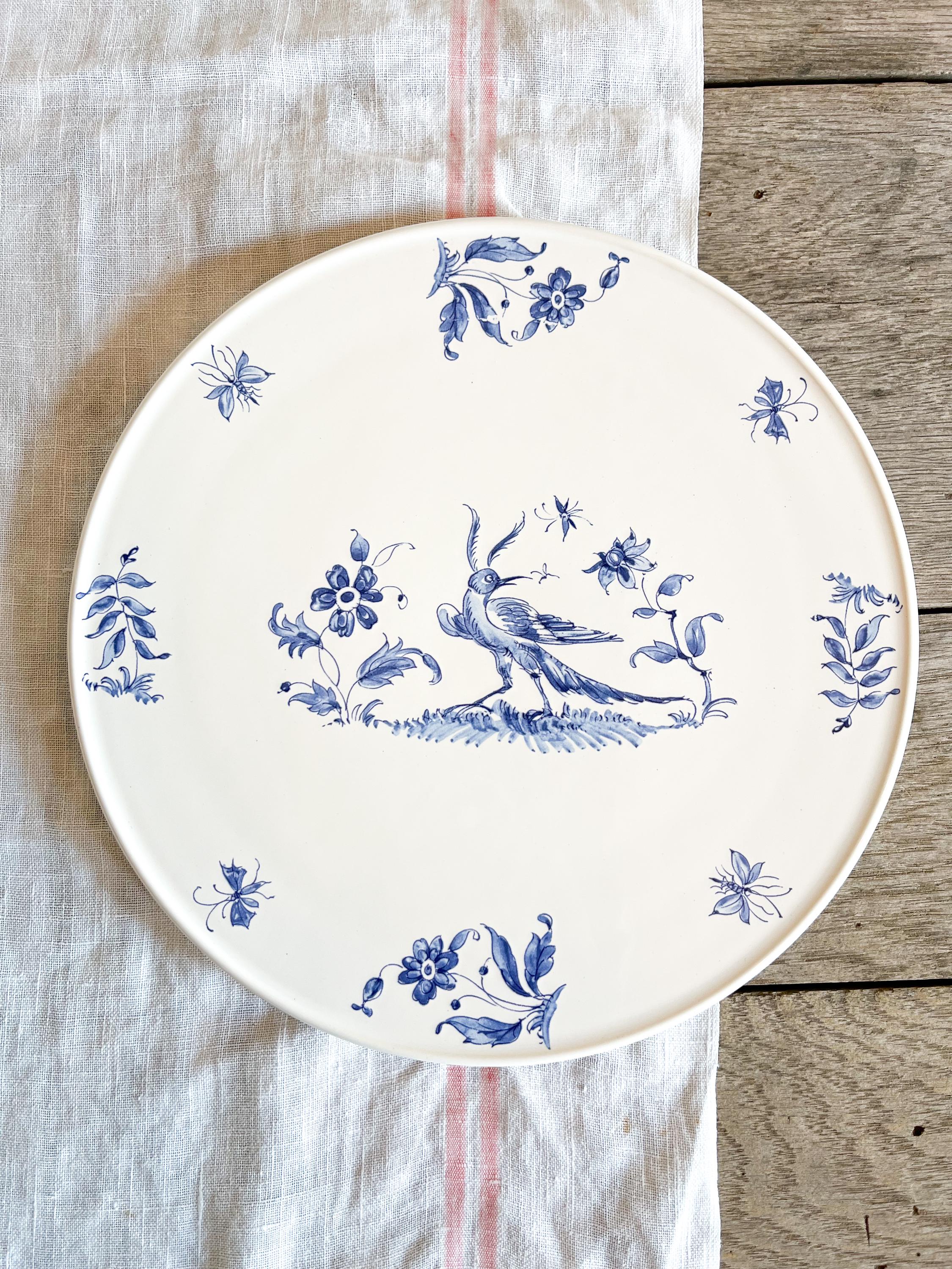 Beautiful French Vintage Blue and White Moustiers Cheese Plate, Varages ...