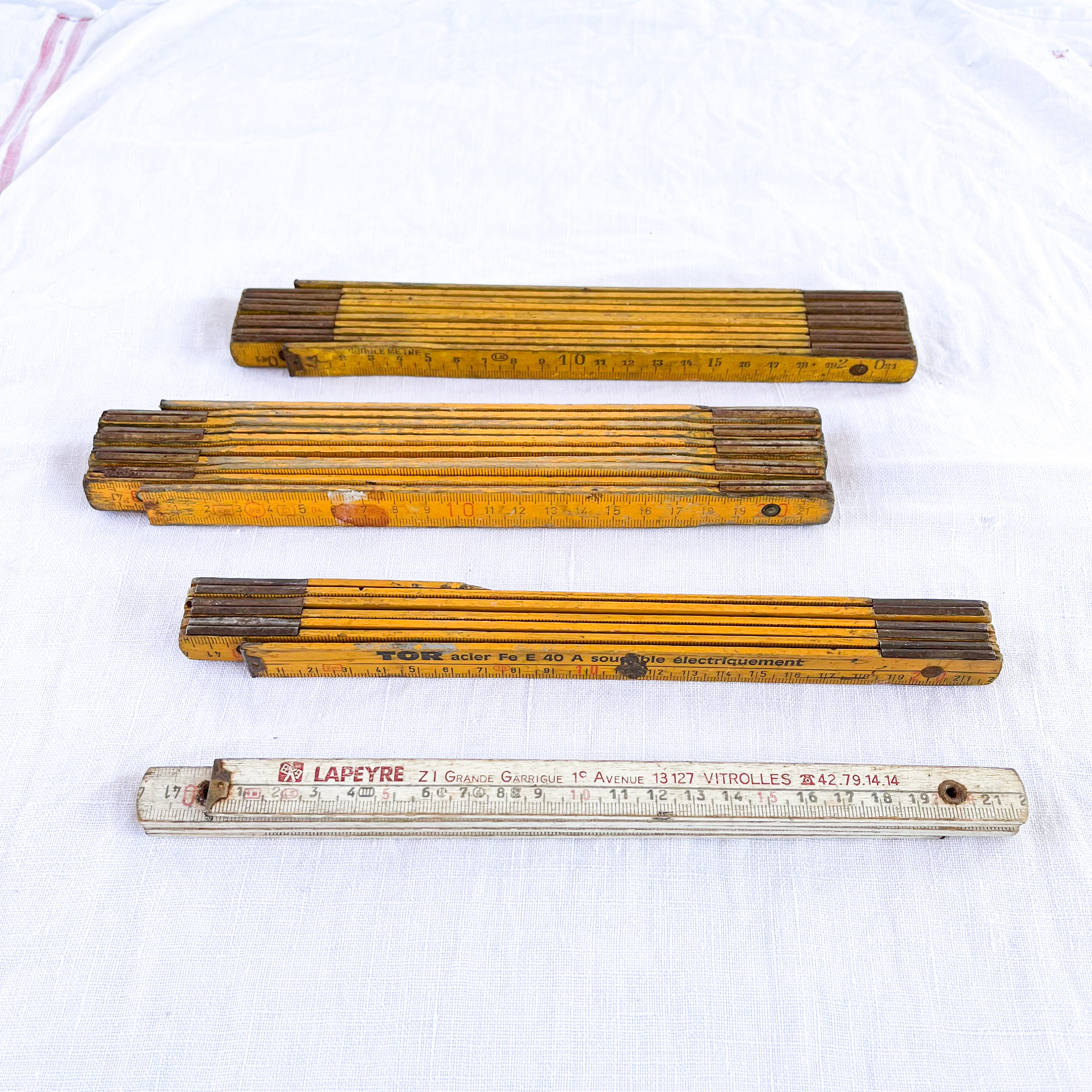 Vintage French Folding Wood Meter and Double Meter Rulers, French Meter ...