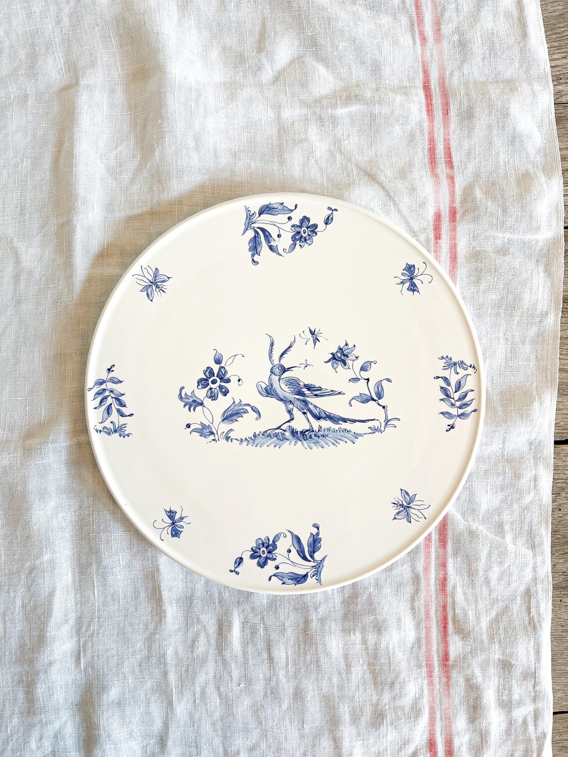 Beautiful French Vintage Blue and White Moustiers Cheese Plate, Varages ...