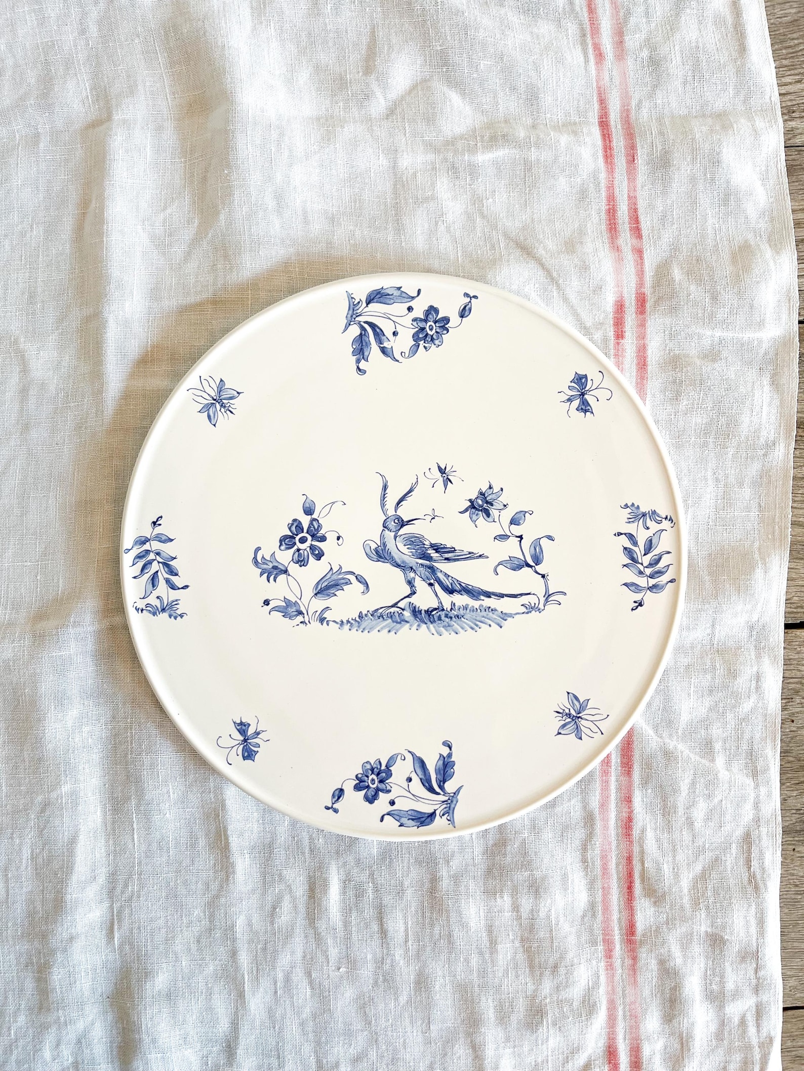 Beautiful French Vintage Blue and White Moustiers Cheese Plate, Varages ...