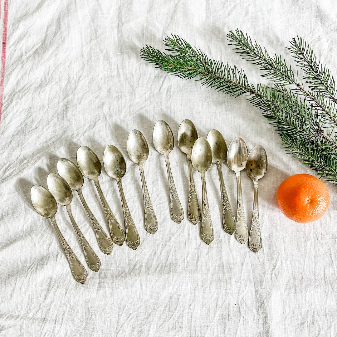 Set of 12 Vintage French Spoons, French Demitasse Coffee Spoons, Found ...