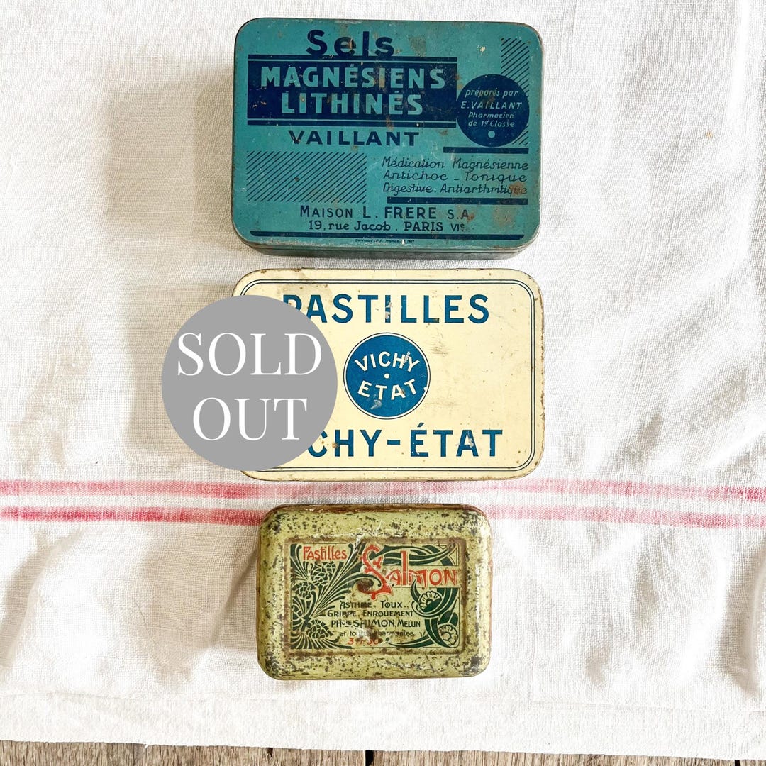 Vintage French Tin Boxes, Small French Pastilles Box, French Market ...