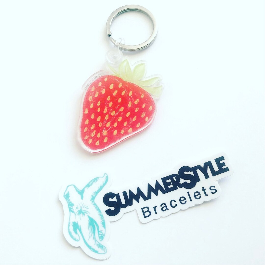 Sweet Strawberry Acrylic Keychain, Strawberry Gift, Backpack Keychain ...
