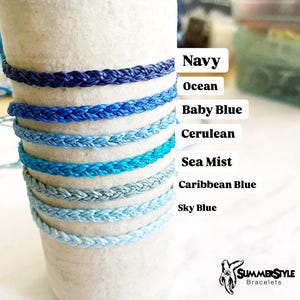 Shades of Blue Skinny Braided Bracelets, Friendship Bracelets ...