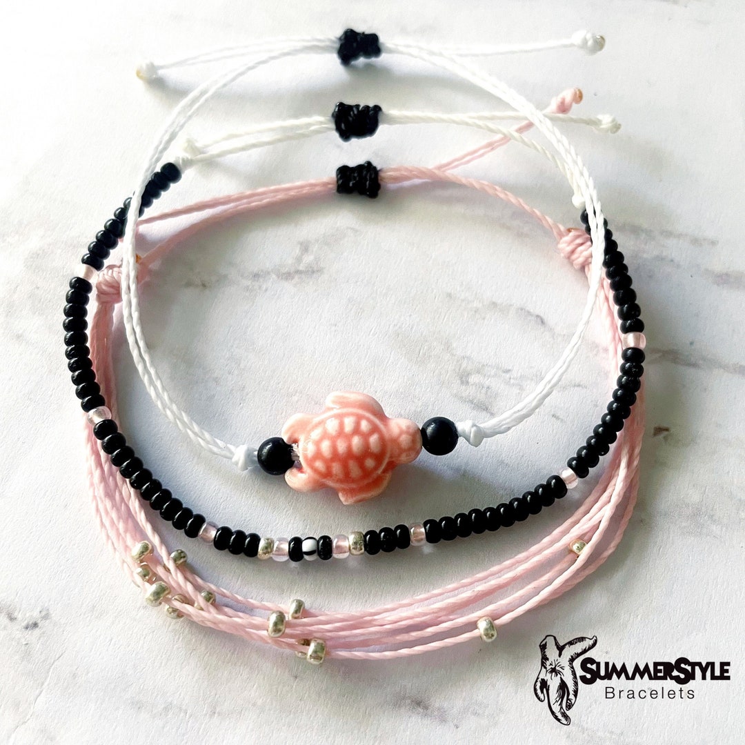 Pink Tropical Turtle Adjustable Waterproof Bracelet Pack, Turtle ...
