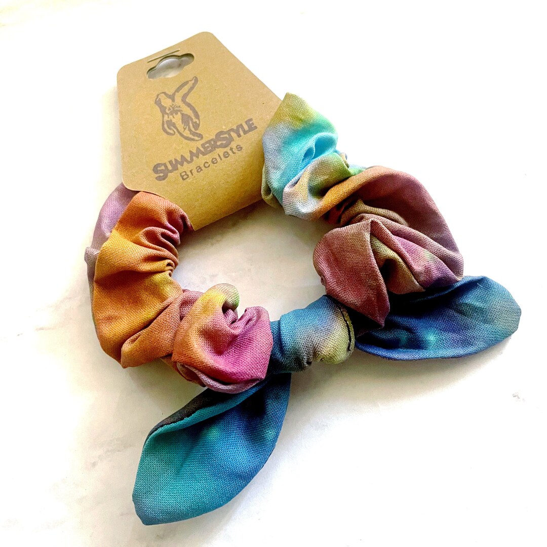Rainbow Galaxy Scrunchie, Scrunched Bow Hair Tie, Hair Bow, Hair ...