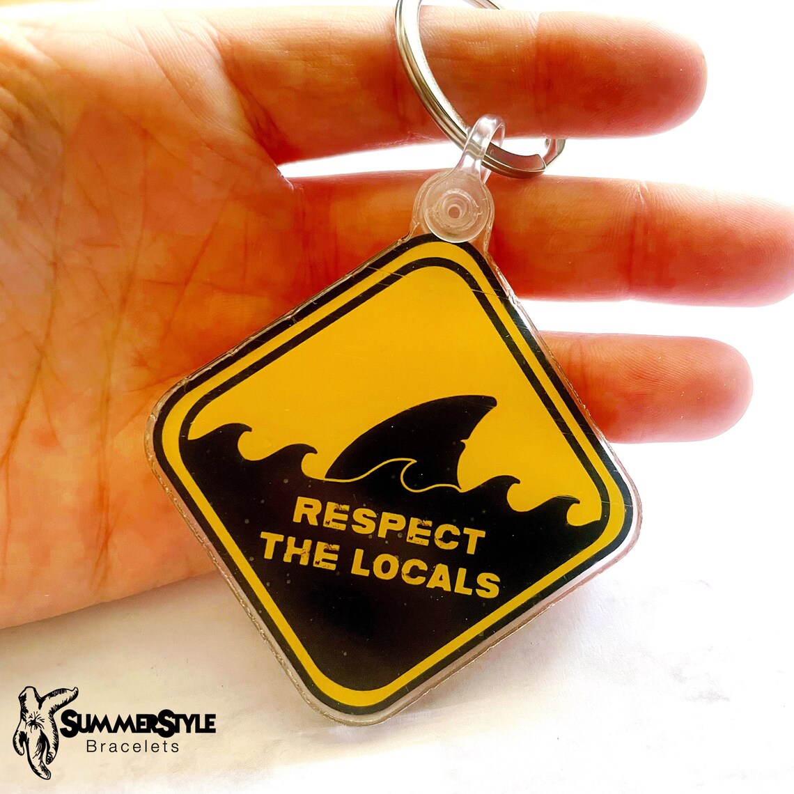 Respect the Locals Shark Fin Acrylic Keychain, Surf Gift, Backpack ...