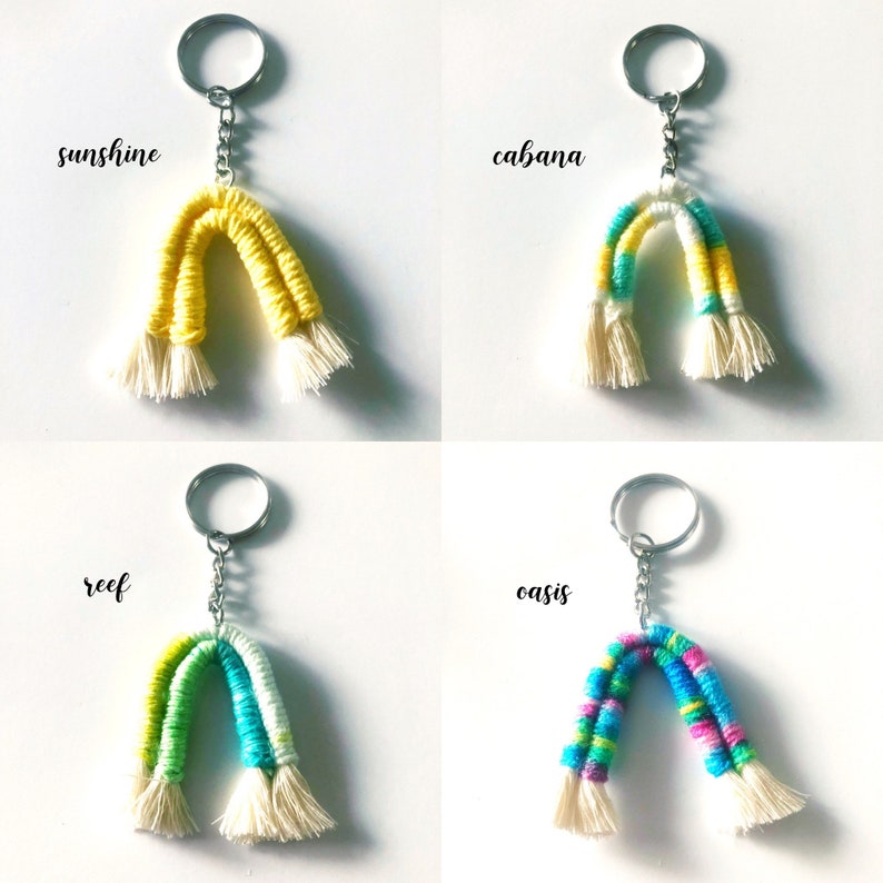 Mini Rainbow Macrame Keychain, Macrame Keychain, Boho Accessories ...
