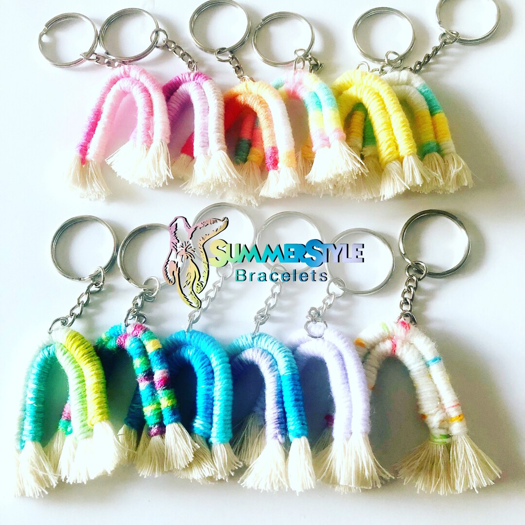 Mini Rainbow Macrame Keychain, Macrame Keychain, Boho Accessories ...