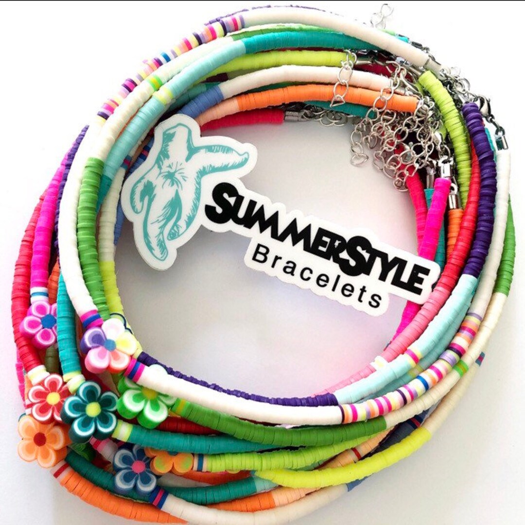 Surfer Girl Color Block Beaded Choker, Choker Necklace, Heishi Choker ...